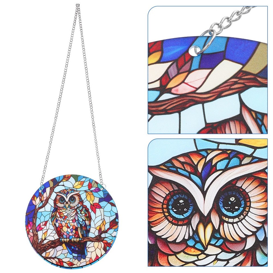 Stained Acrylic Acrylic Owl Panel Decor Window Hanging Decoration ...