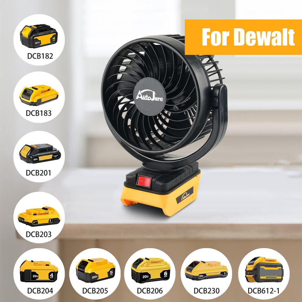Portable Workshop Desk Fan Jobsite Fan For Dewalt 20V Battery Cordless ...