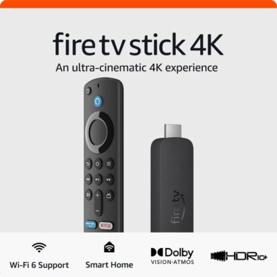 Amazon Fire Stick TV 4K Ultra HD Firestick Streaming Alexa Voice ...