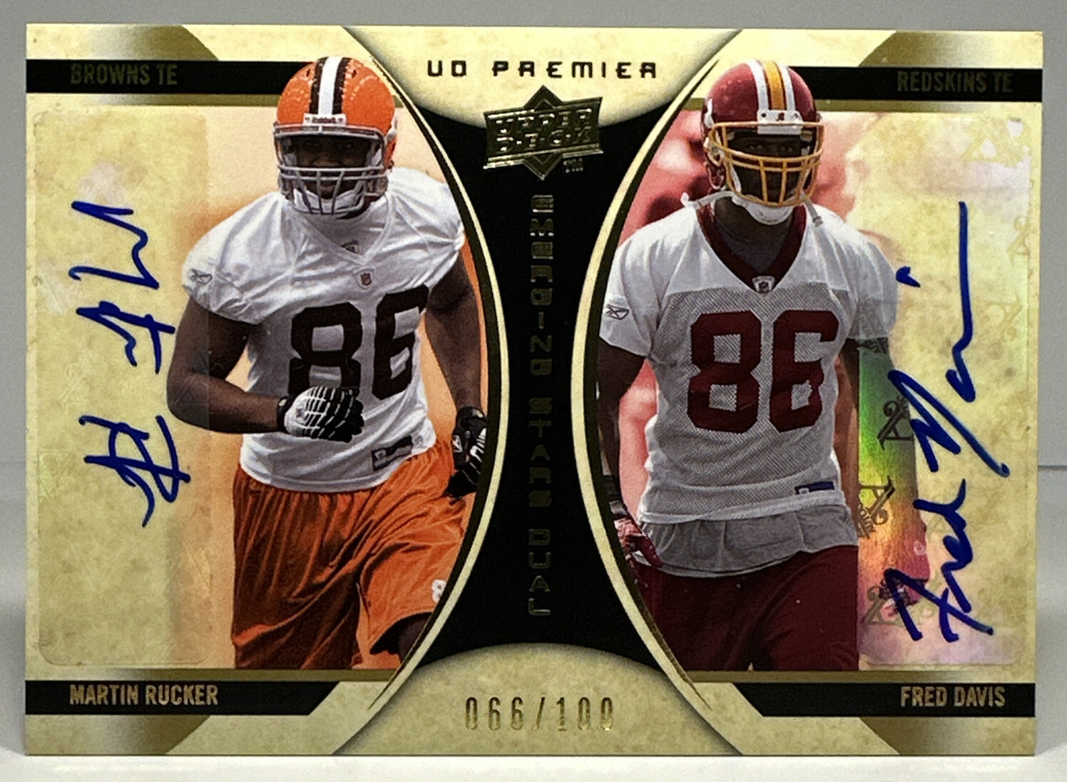 2008 UD Premier Fred Davis/ Martin Rucker Dual Autograph RC 66/100 USC ...