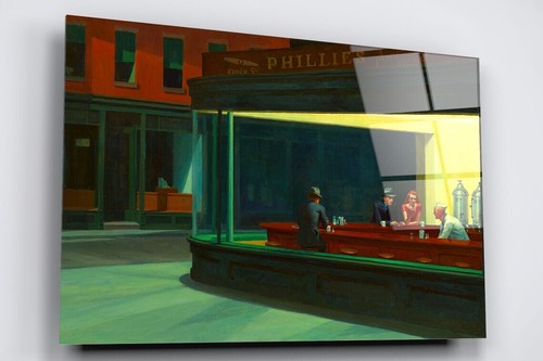 Edward Hopper, Night Tempered Glass Printing Wall Art Australian Made ...