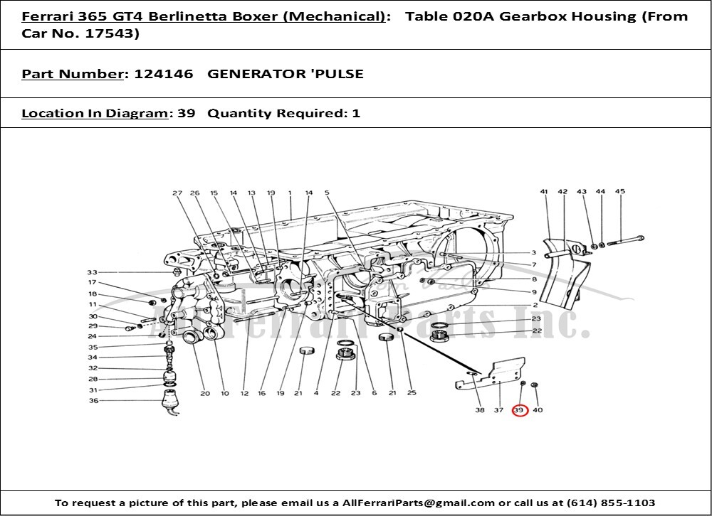 Ferrari Part 124146 Speedo Pulse Generator (1.5mm thread) for sale ...