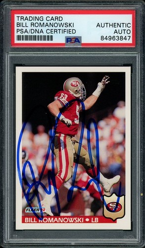 BILL ROMANOWSKI signed/autographed 1992 Fleer #383 SF 49ers ON CARD ...