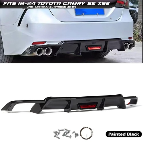Rear Bumper Lip Diffuser Splitter Painted Black For Toyota Camry SE XSE ...