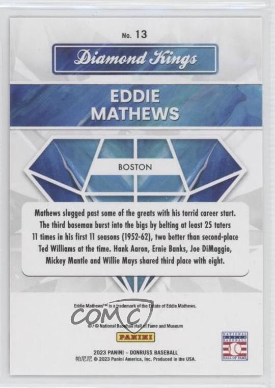 2023 Panini Donruss Diamond Kings Career Stat Line 478/500 Eddie ...