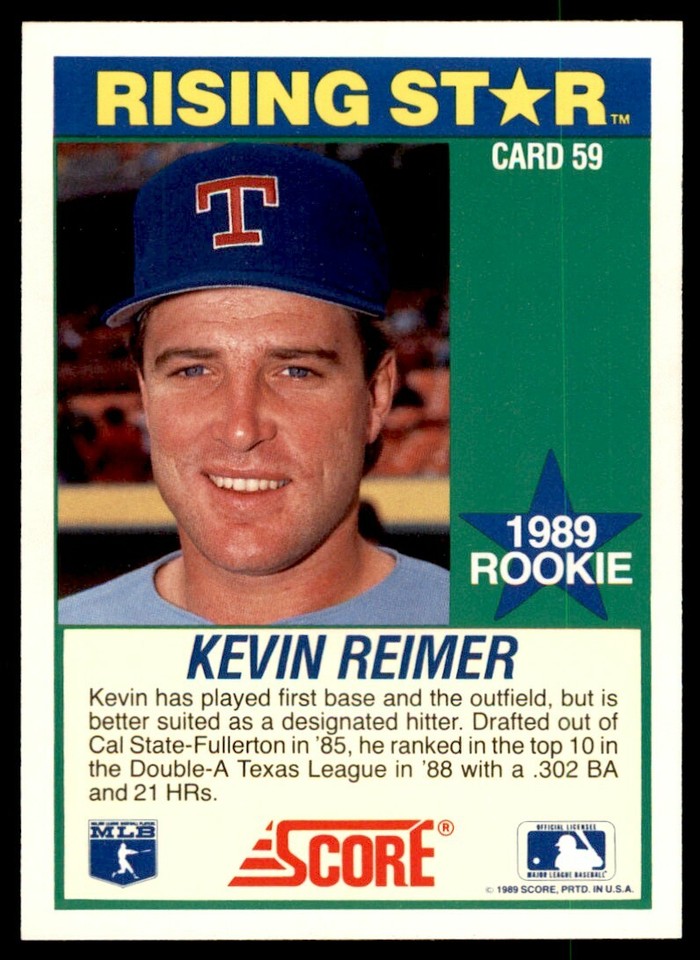 1989 Score Hottest 100 Rising Stars Kevin Reimer Texas Rangers #59 | eBay