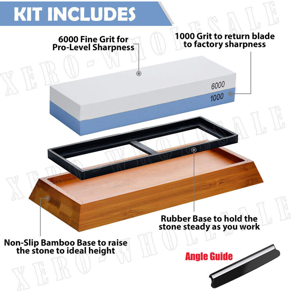 1000/6000 Dual Whetstone Knife Sharpening Stone Grit Water Wet Stone ...