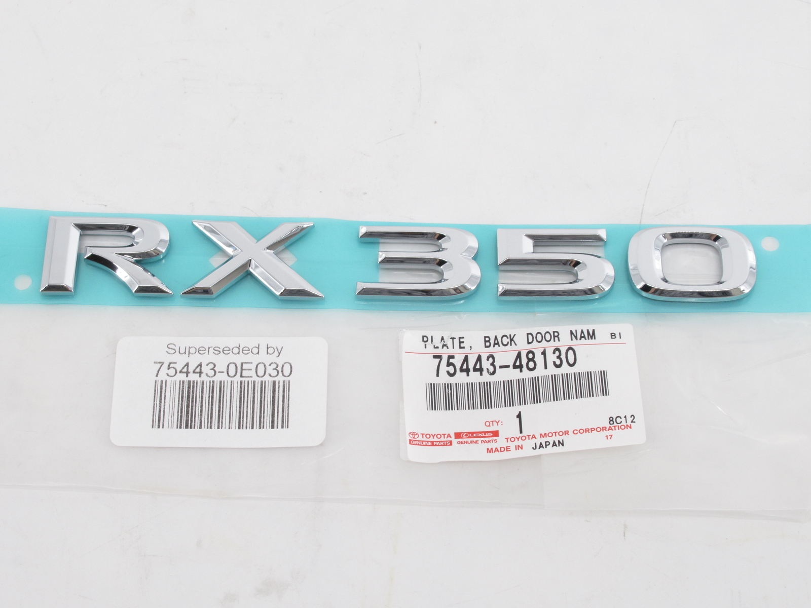 Genuine OEM Lexus 75443-0E030 "RX 350" Rear Emblem Name Plate Lift ...