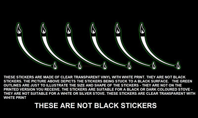 6 Gas Flame Stove Stickers Decals Hob Cooker markings clockwise in ...