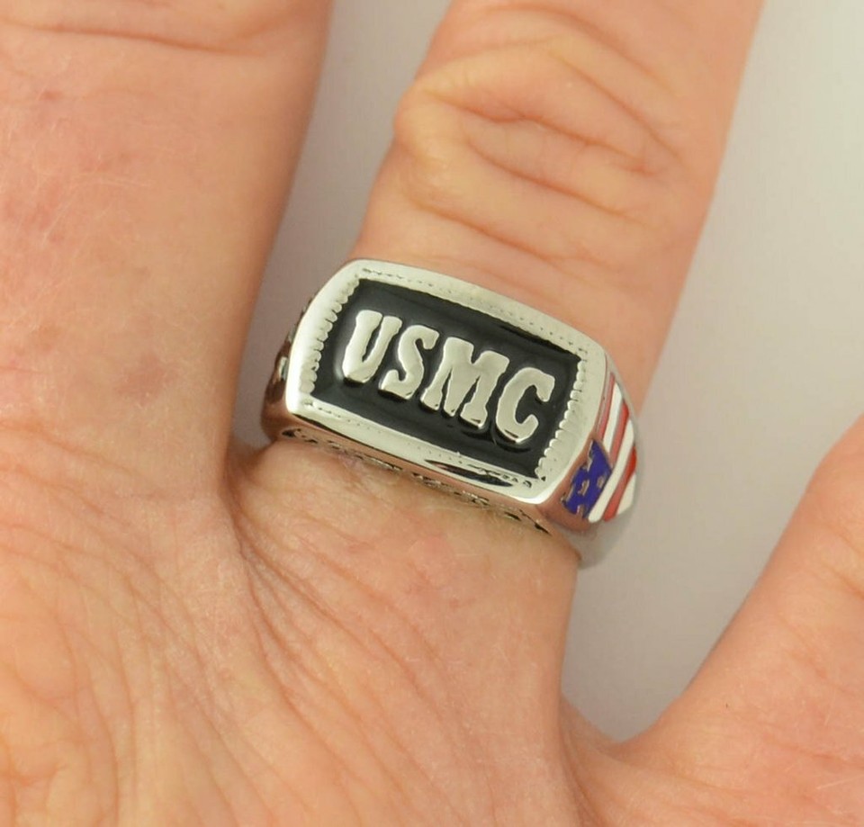 Unisex Stainless Steel USMC Military Marine Ring 123 | eBay