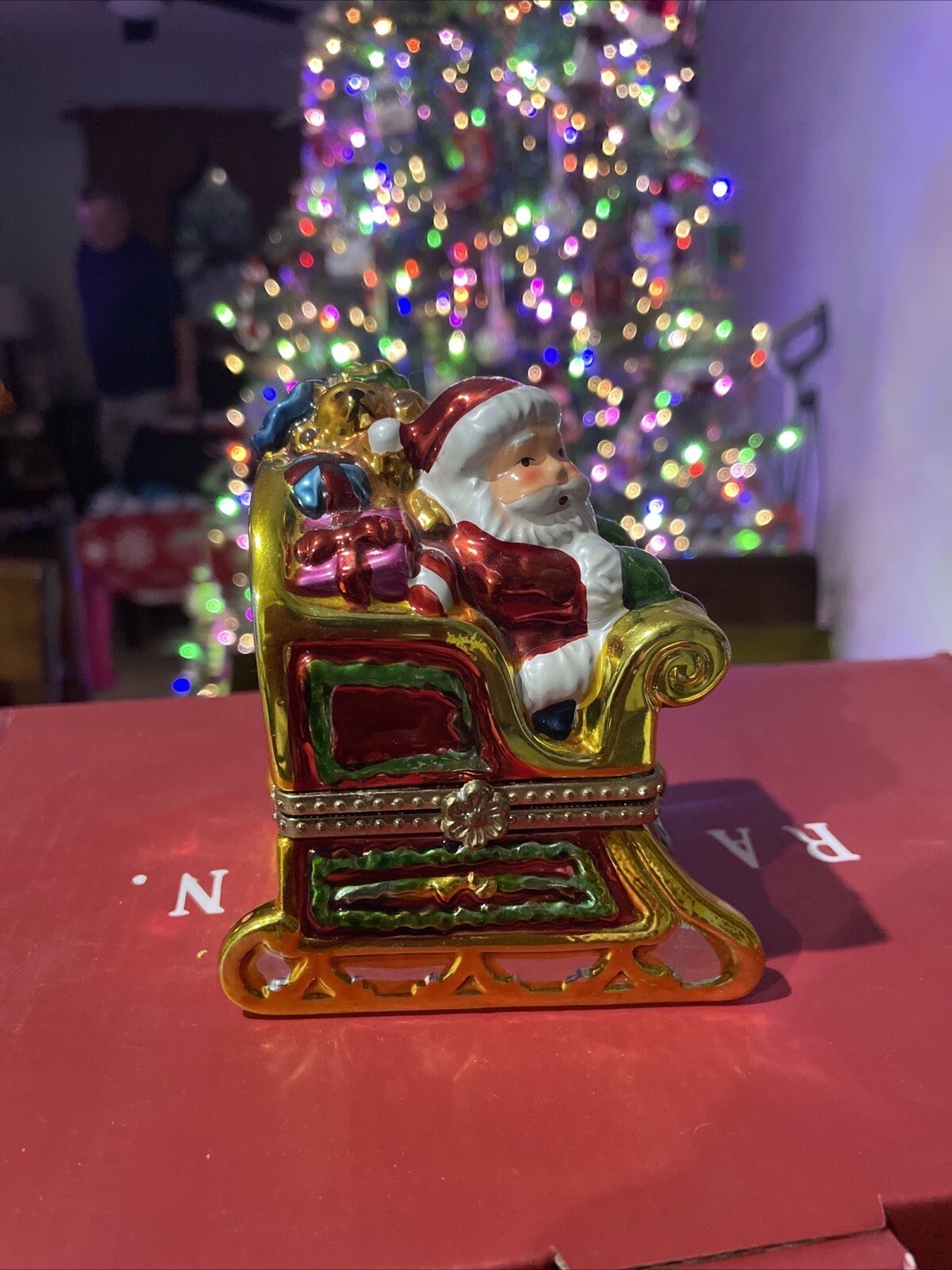 Mr. Christmas Santa & Sleigh Animated Musical Christmas Ornament! OPENS ...