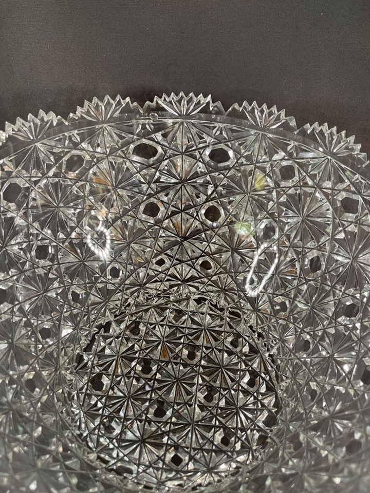 Large Vintage Brilliant style Round Cut Glass Bowl in The Russian ...