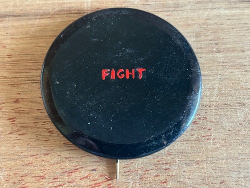 Fight Pinback Button Pin Hand Painted Black Red Western Badge + Novelty ...