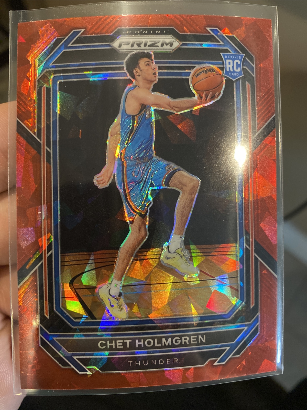 2022-23 Panini Prizm Chet Holmgren Red Cracked Ice RC #266 OKC Thunder ...