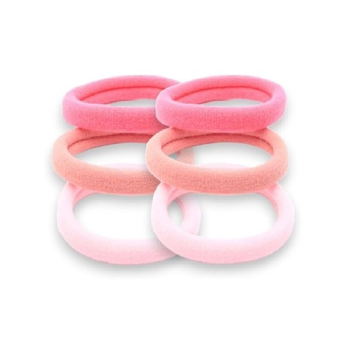 6pk Soft Jersey Endless Elastic Bobble Ponios Hair Band Ties In Pink ...