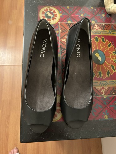 Vonic Women’s Peep Toe Wedge Heel Dressy Shoes Black 8 M | eBay