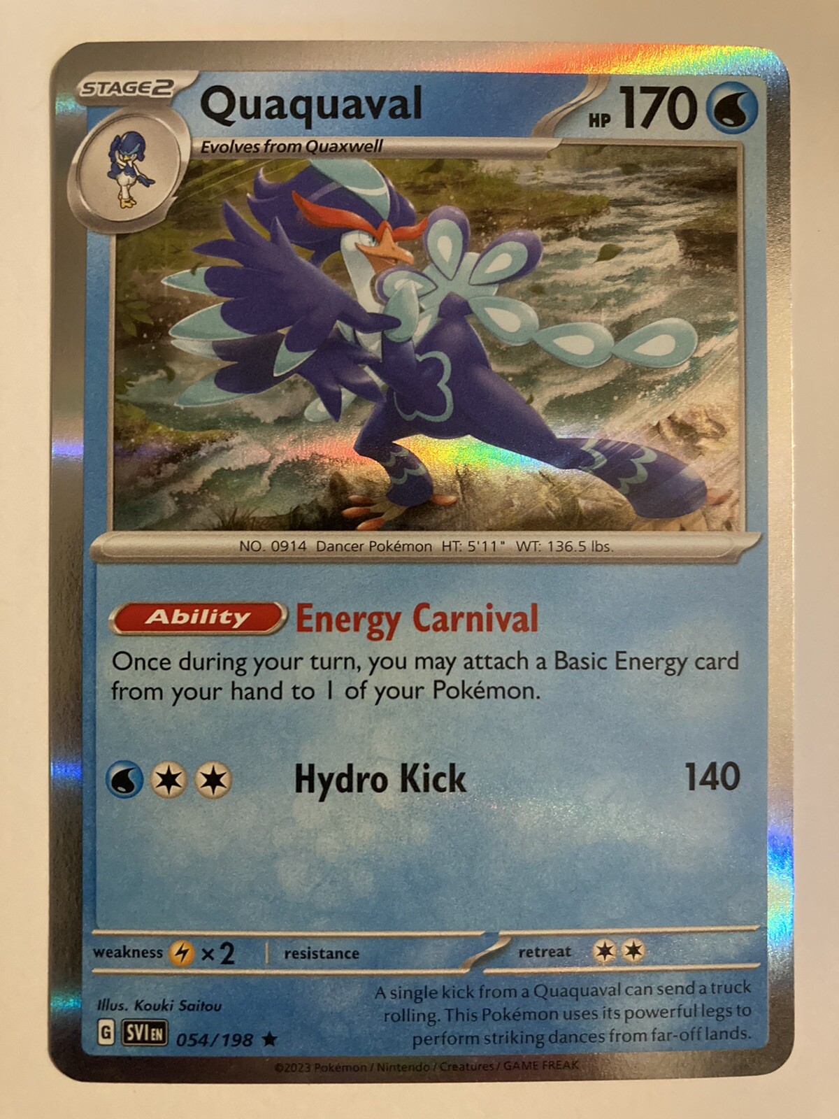 Pokémon Scarlet & Violet Quaquaval Holo Rare Card 054/198 | eBay