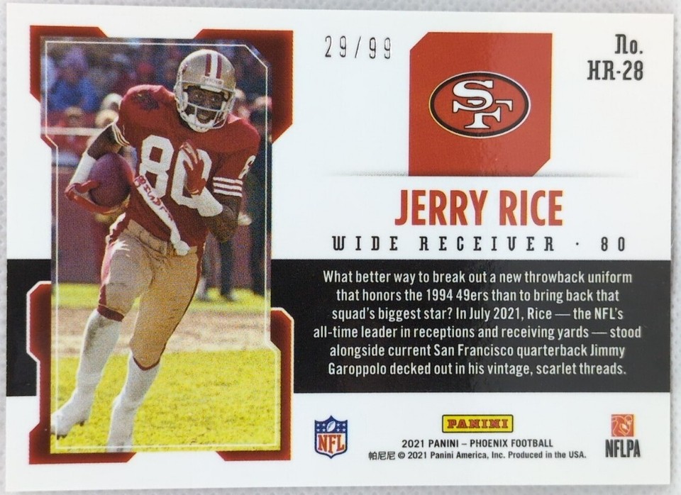 JERRY RICE 2021 Panini Phoenix Hot Routes ORANGE HOLO Parallel #/99 ...
