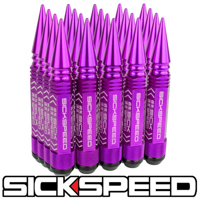 SICKSPEED 20 PC PURPLE 5 1/2" LONG SPIKED STEEL LOCKING LUG NUTS 12X1.5 ...