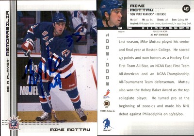Mike Mottau Signed 2000-01 BAP Memorabilia #483 AU New York Rangers | eBay