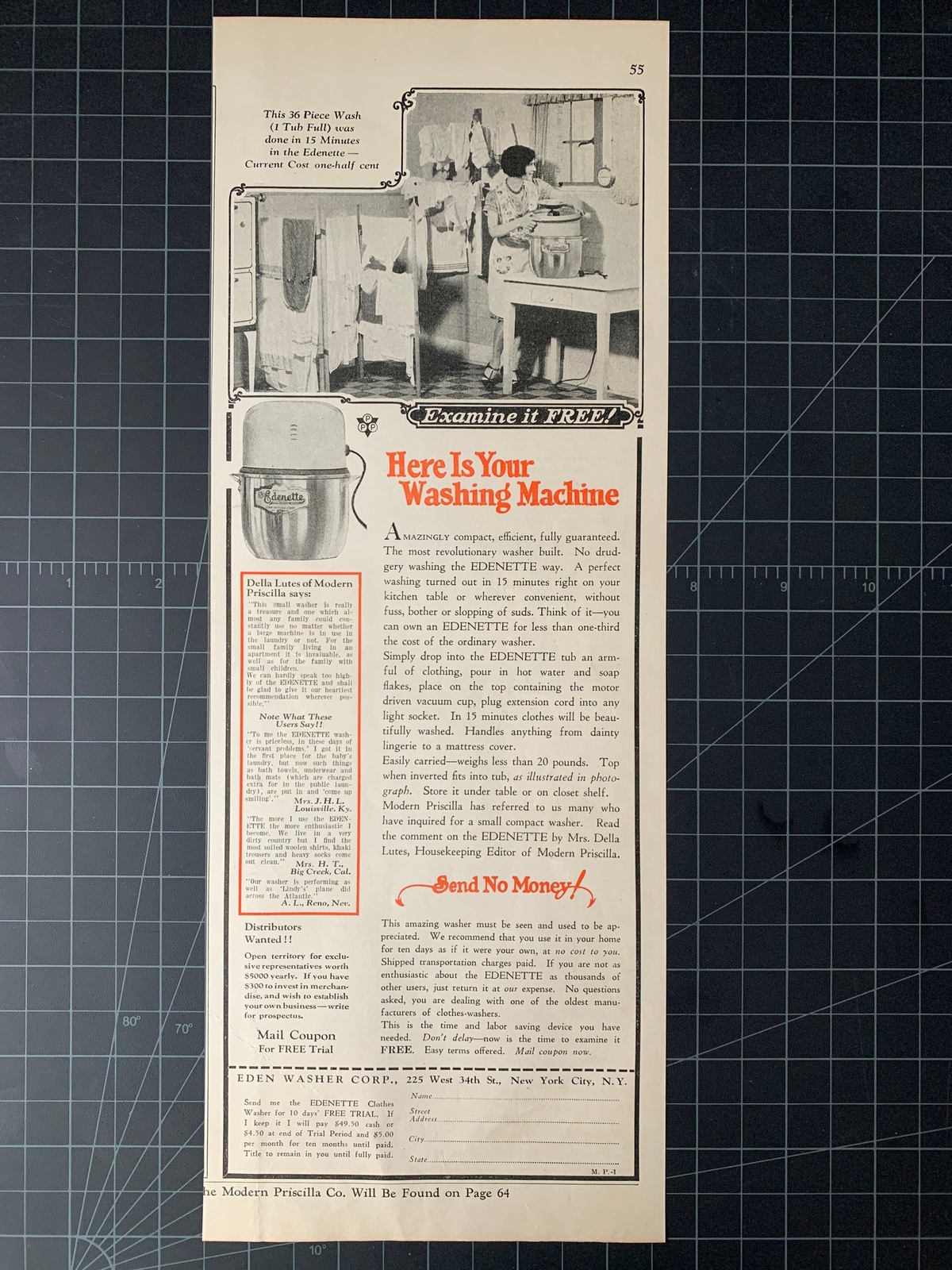 Vintage 1928 Edenette Washing Machine Print Ad | eBay