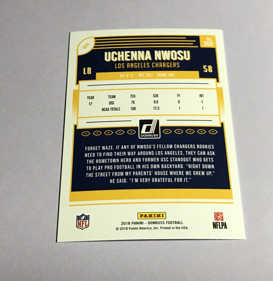 Uchenna Nwosu Rookie 2018 Panini Donruss #369 NR MT | eBay