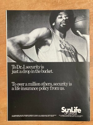 Dr. J Julius Erving Sun Life of Canada Vintage Print Ad 1978 | eBay
