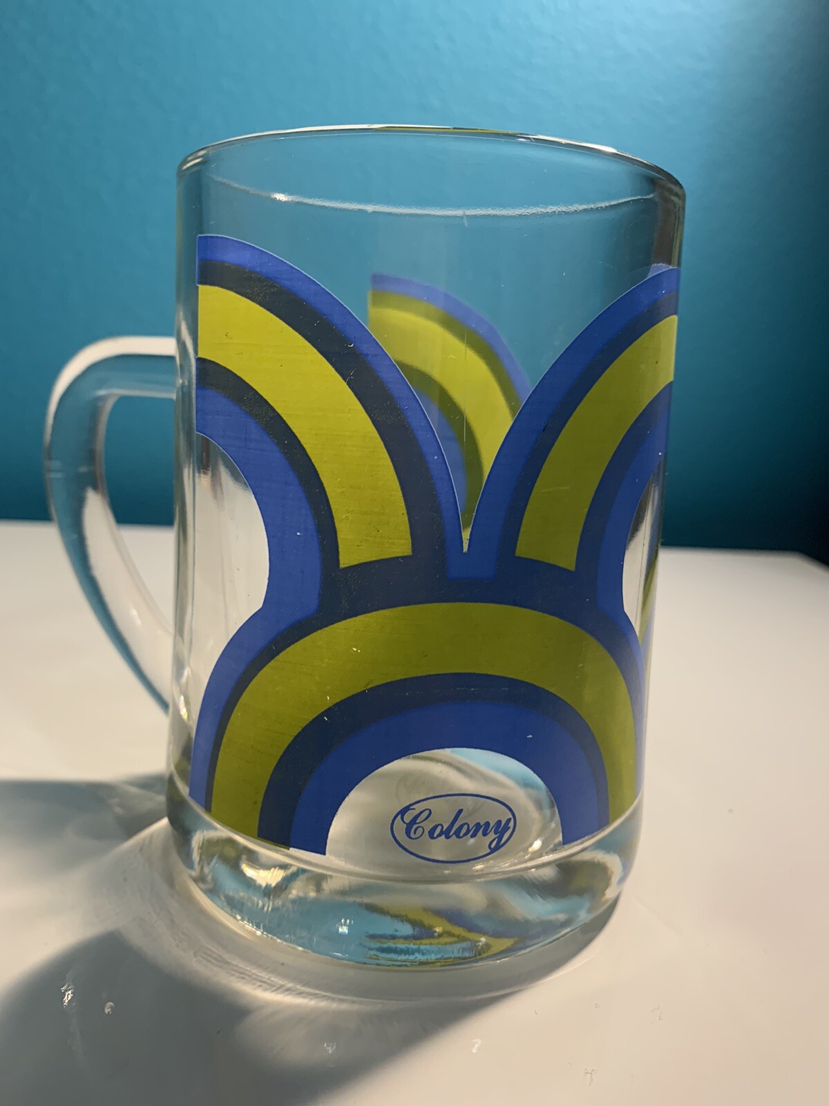 Vintage 70s retro swirl Colony glass mug with Handle. 1970 Glassware ...