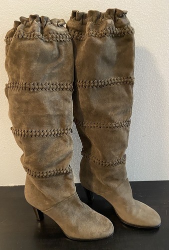 Coach Jae Boots Womens Italy Brown Suede Leather Knee High Slouchy Sz 8 | eBay