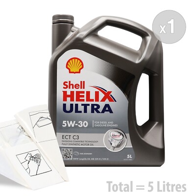 Shell Helix Ultra ECT C3 5w30 Pure Plus Car Engine Oil Service Kit 5 ...