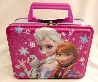 Disney Frozen Anna and Elsa Designer 7" Tin Handle Purse Carrying Case ...