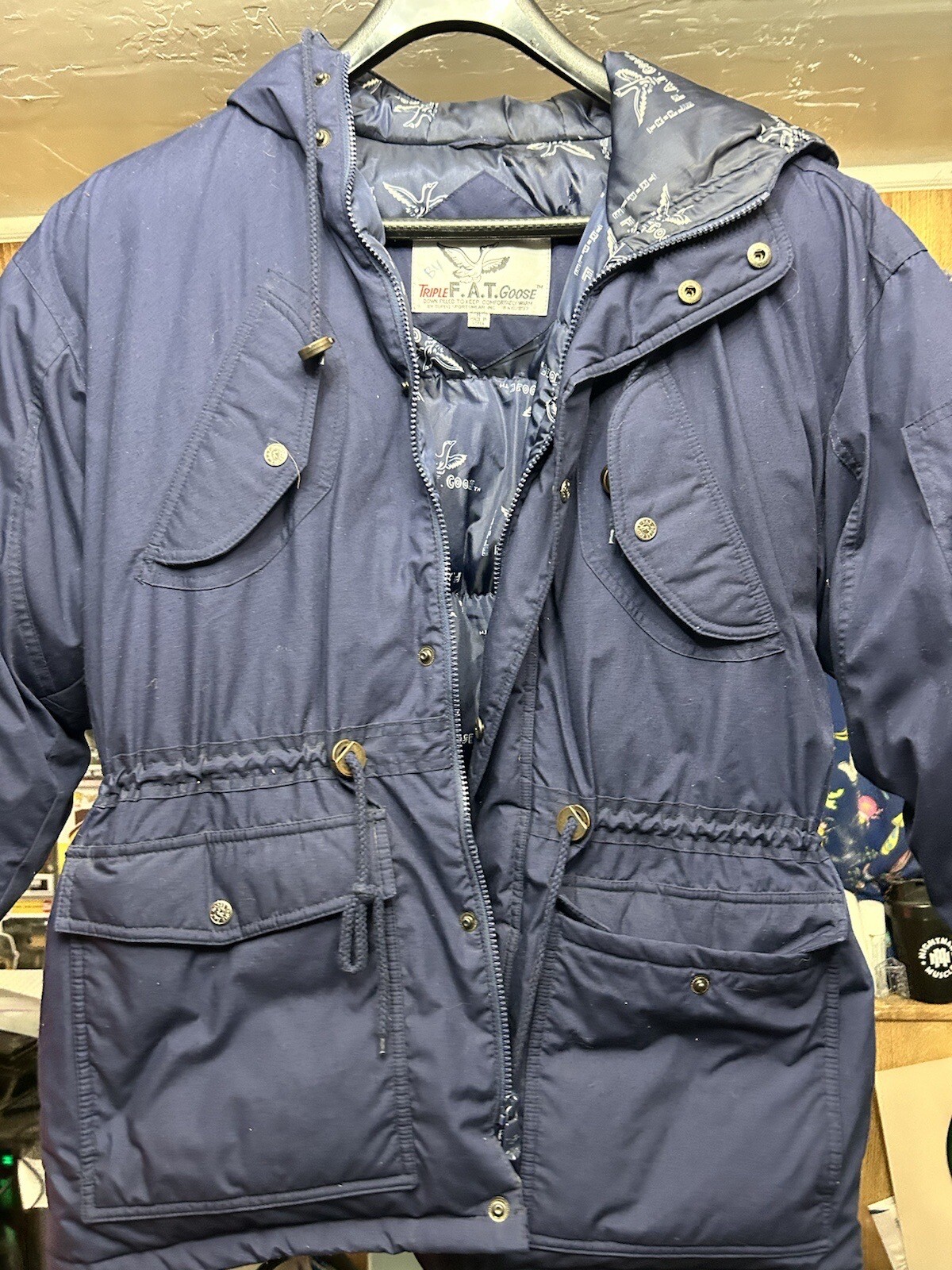 Vintage Rare Triple Fat Goose Down Puffer Hooded Park… - Gem