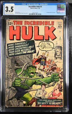 Incredible Hulk #5 CGC VG- 3.5 1st Appearance Tyrannus! Marvel 1963 | eBay