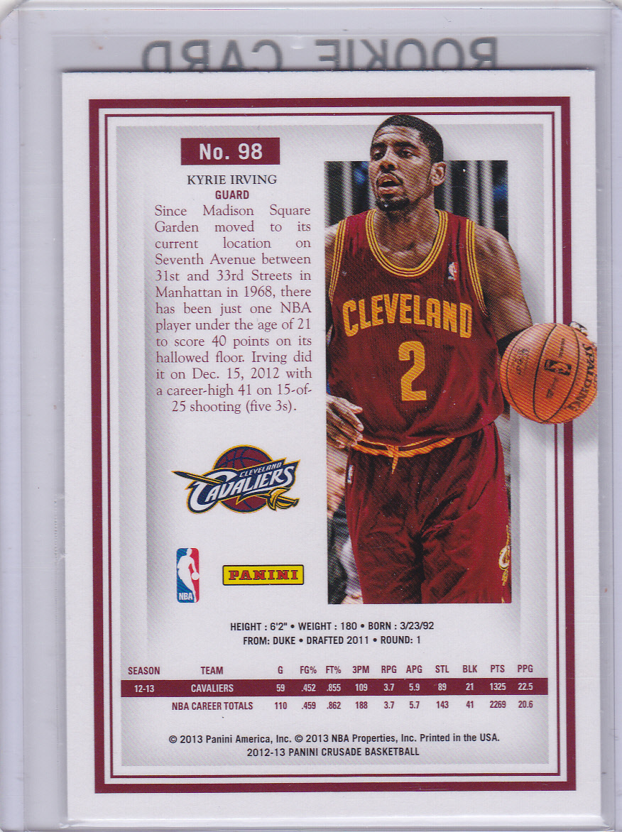 KYRIE IRVING ROOKIE CARD Cleveland Cavs RC Basketball DUKE 2012 Crusade ...