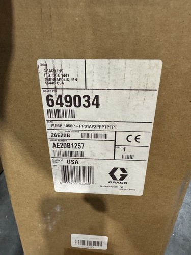 GRACO HUSKY 1050 POLYPROPYLENE 1" AIR DOUBLE DIAPHRAGM PUMP #649034 ...