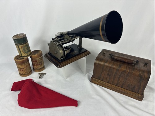 Antique Columbia Graphophone Phonograph Type Q Original W/ Horn Case ...