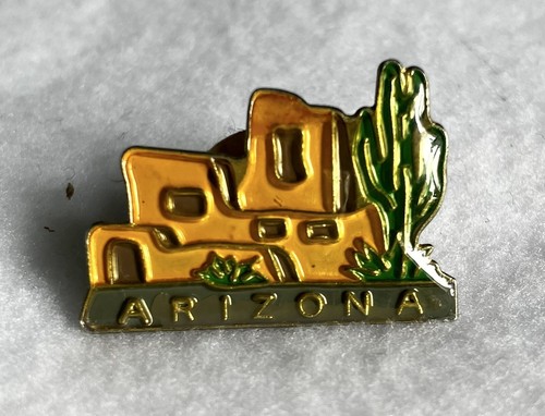 Arizona Lapel, Tack, Hat Pin. Casa, Saguaro, Pueblo. Metal And Resin ...