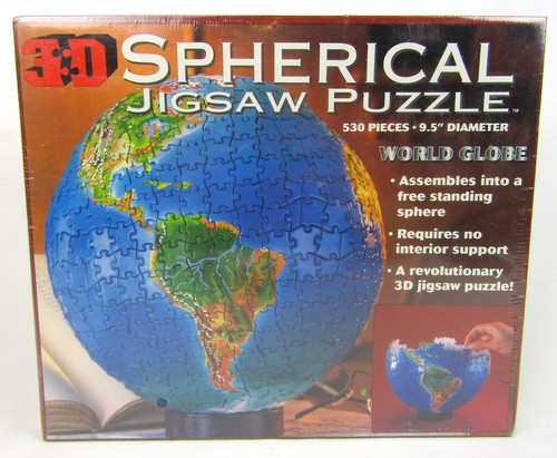 NEW World Globe 3D Spherical Jigsaw Puzzle 530 Pieces - 9.5" Diameter ...
