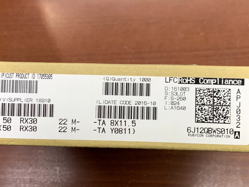 50-PCS Rubycon Electrolytic Capacitor Radial 22uF 20% 50V RX30 50RX3022MTA8X11.5 | eBay