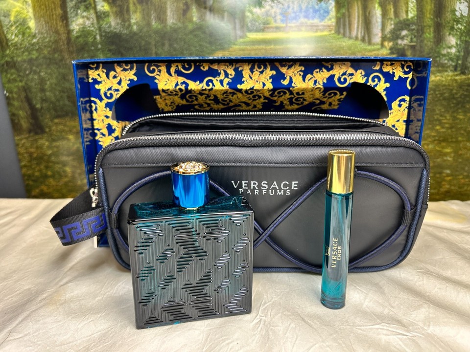 VERSACE EROS 10ML EDT TRAVEL SPRAY/ 100ML EDT SPRAY/ VERSACE TROUSSE ...