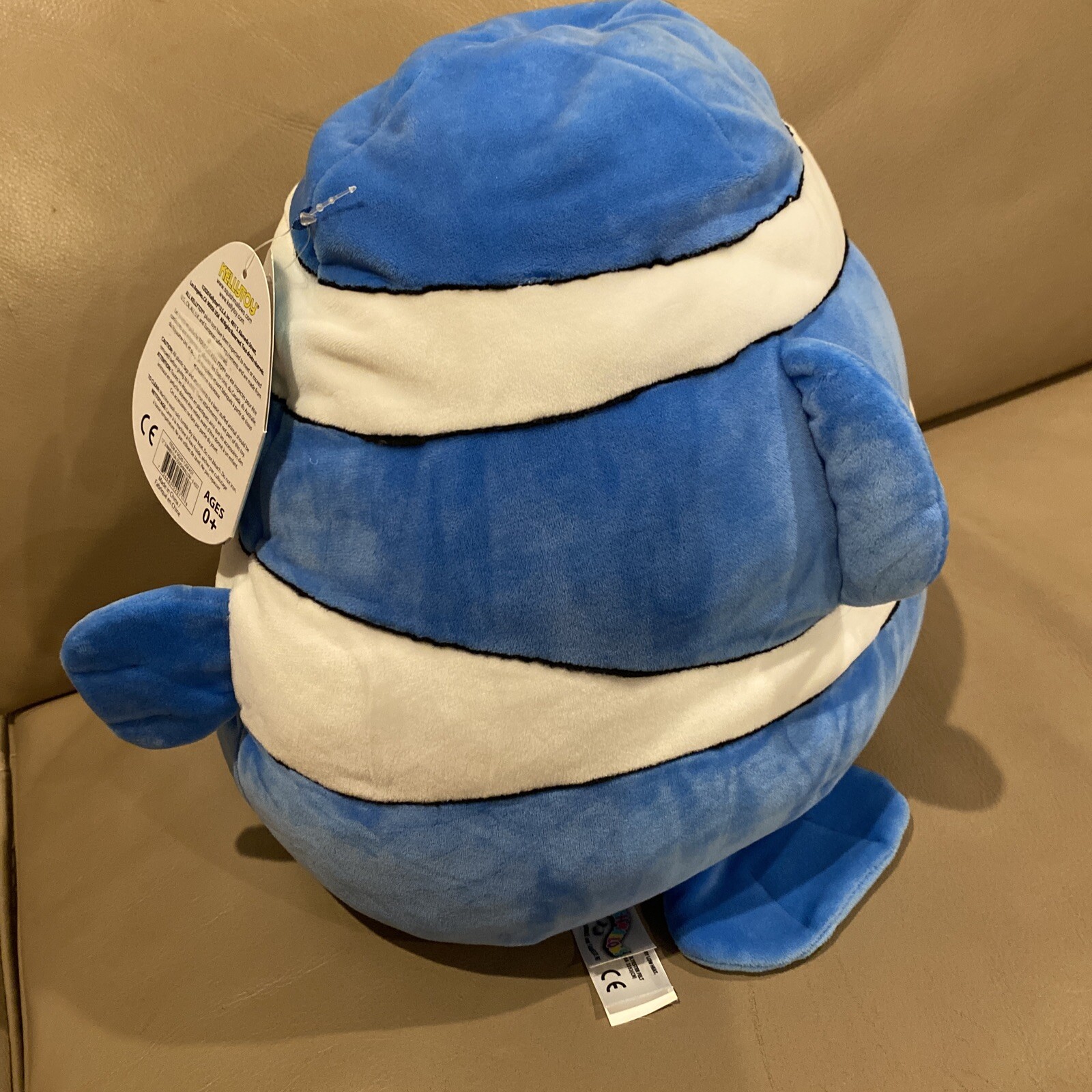 Squishmallows 12” Ricky Blue Clownfish FISH VACATION BUDDY Embroidered ...