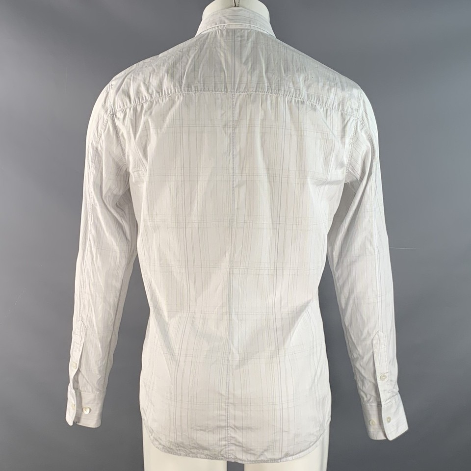 HELMUT LANG Taille M Blanc Vert à Carreaux Coton Col Pointu Long ...