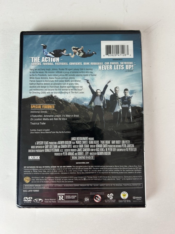 Point Break DVD 1991 Patrick Swayze Keanu Reeves Widescreen New Sealed ...