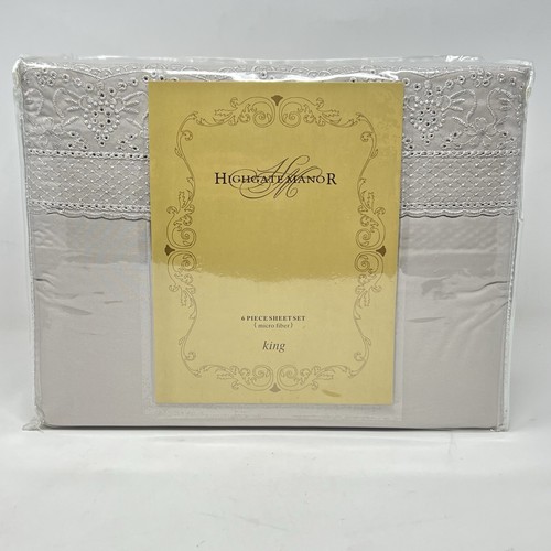 Highgate Manor Full 6pc Sheet Set Lace Light Gray Platinum Micro Fiber ...