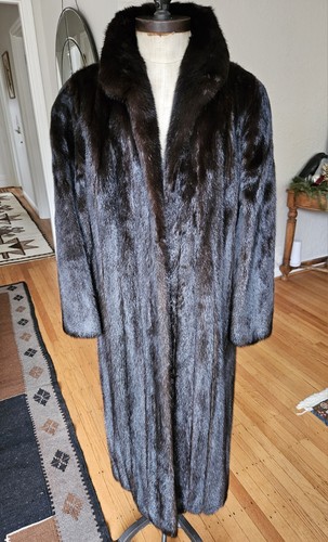 Dark Mahogany Ranch Mink Fur Full Length Coat Full Hides Size S/M | eBay