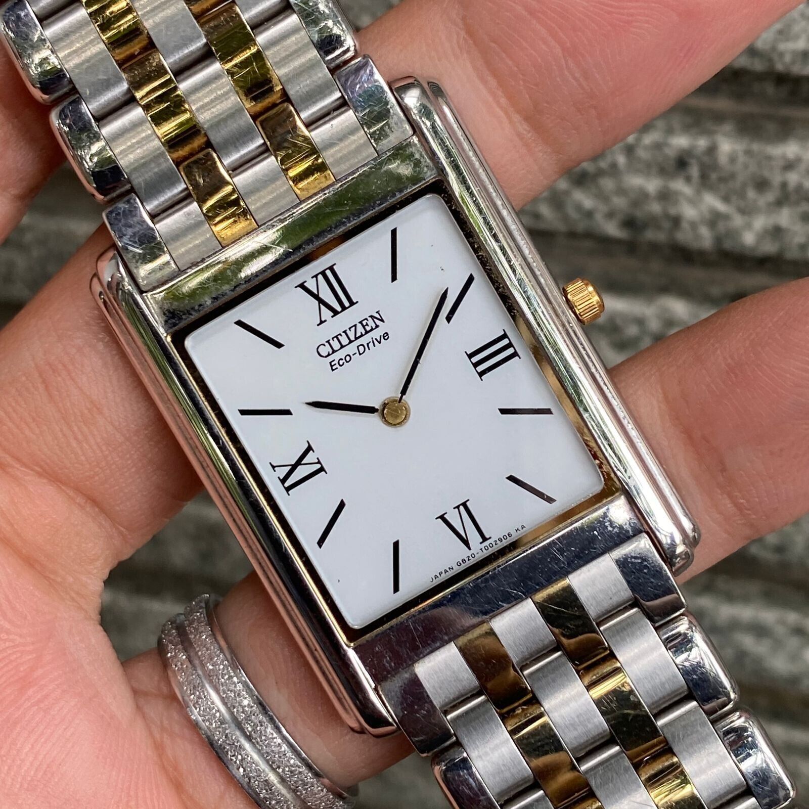 RARE Citizen Eco Drive Tank Two Tone White Dial Quart… - Gem