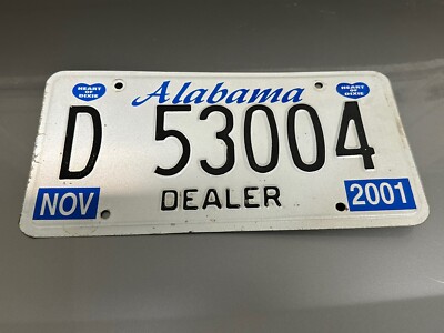 Alabama Dealer License Plate Tag 2001 | eBay