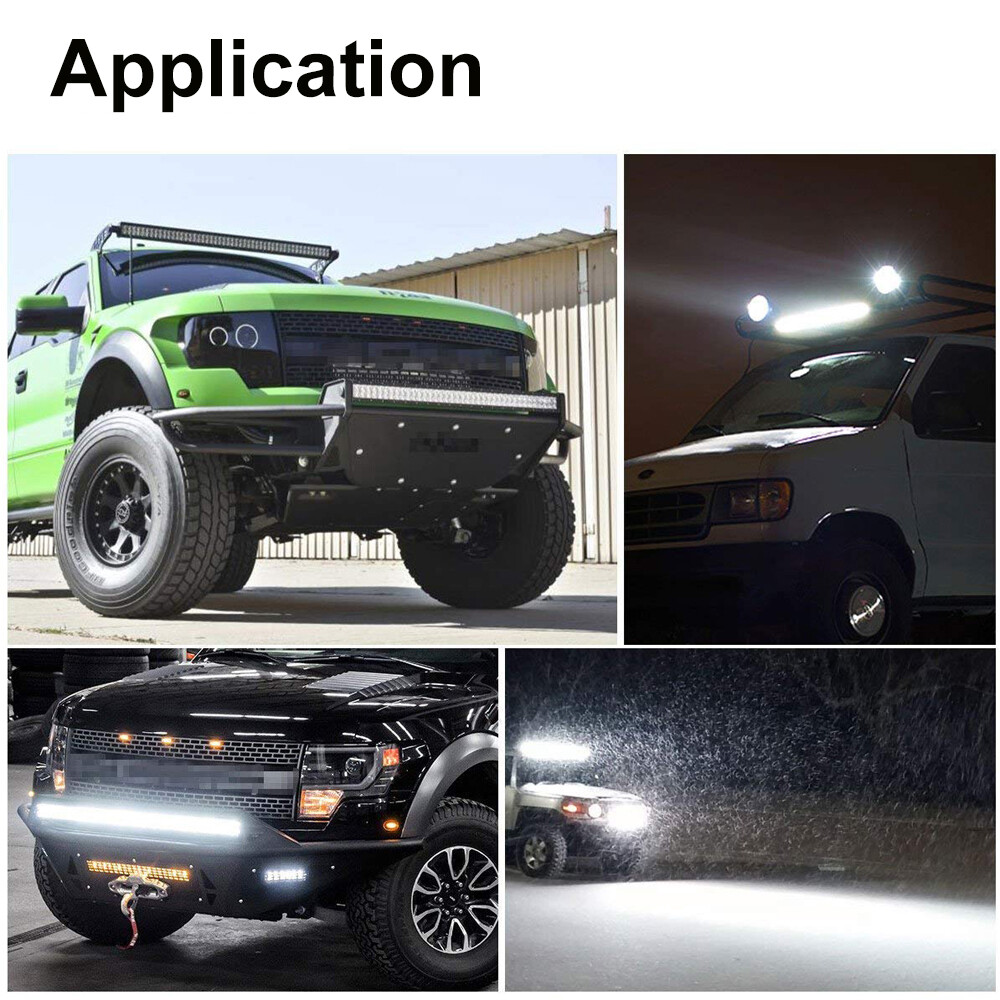 22" 1200W LED Light Bar Spot Flood Combo + 4x 4" Pods Offroad Fog ...