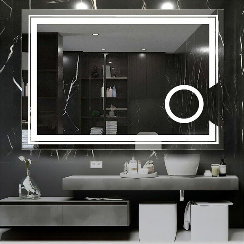 Rectangle LED Bathroom Vanity Mirror w/ 3X Magnifier Smart Sensory ...