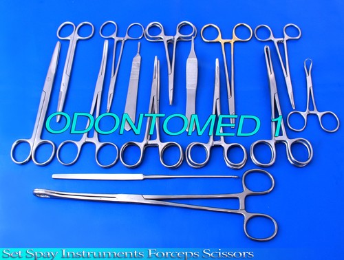 26 Pcs SET SPAY INSTRUMENTS FORCEPS SCISSORS VETERINARY PACK DS-1047 | eBay